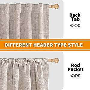 YoungsTex Linen 100% Blackout Curtains for Bedroom 63 Inches Length 2 Panels, Thermal Insulated Linen Textured Full Room Darkening Curtains for Living Room Back Tab and Rod Pocket, 52 X 63 Inch, Beige