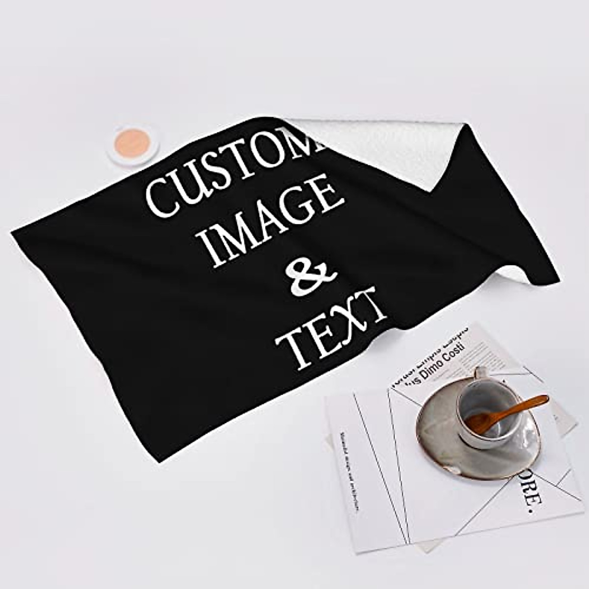 Custom Hand Towel, Personalized Soft Polyester-Cotton Face Towel Add Your Design Bath with Picture Text Logo Name for Home Outdoor Sports Gym Yoga, 27.5X16in
