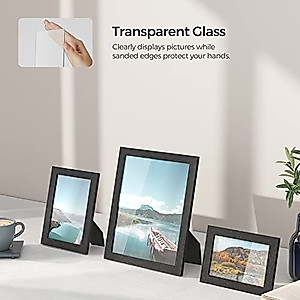 SONGMICS Picture Frames, 10 Pack Collage Picture Frames with Two 8x10, Four 5x7, Four 4x6, Photo Frame Set for Wall Gallery Decor, Hanging or Tabletop Display, Clear Glass Front, Black