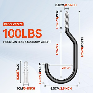 GURADESIGN 8-Pack Heavy Duty Bike Hook, Loading Capacity 100 LBS, 6 inch, Bike Hooks for Garage Wall and Garage Ceiling