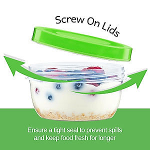 Zezzxu 5 oz Small Plastic Food Containers with Screw Lids, 12 Pack Reusable Freezer Storage Jars Stackable Deli Containers (Microwave & Freezer Safe)