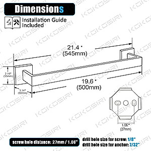 KOKOSIRI 20-Inch Single Towel Bar, Bathroom Towel Holder, Bath Towel Hook Square Robe Hook Coat Hook, Wall Mounted, SUS 304 Stainless Steel, Brushed Gold, B05A3-BG-L20