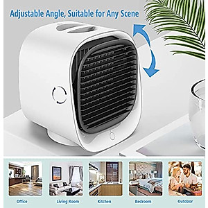 MOGUU Portable Air Conditioner, Evaporative Cooler Fan, 3 Wind Speed & 7 LED Light, USB Powered Personal with 300ml Water Tank for Home, Bedroom, Office, Dorm, Car, Camping Tent, White