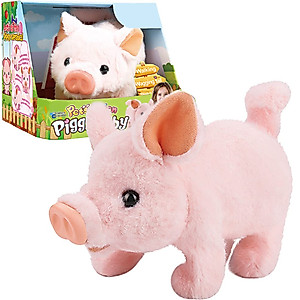 Liberty Imports My Pet Pig, Electronic Plush Piggy Toy Piglet That Walks, Wags Tail, Wiggles Nose, and Makes Oink Sounds for Kids, Boys, Girls