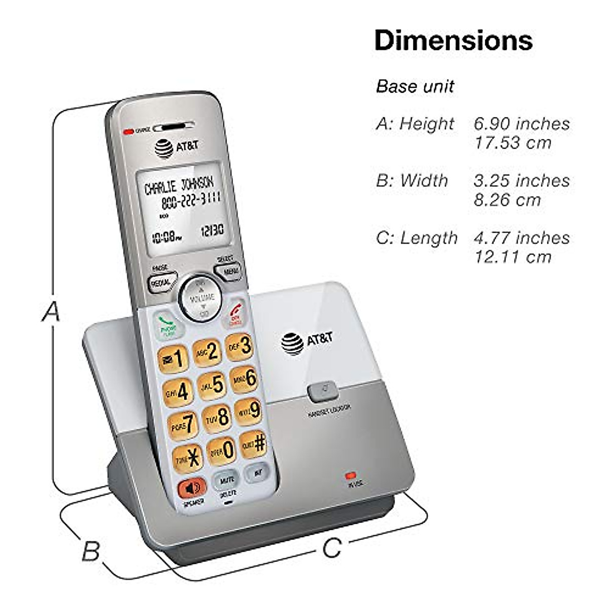 AT&T EL51203 - 2 Handset DECT 6.0 Cordless Home Phone Full-Duplex Handset Speakerphone, Backlit Display, Lighted Keypad, Caller ID/Call Waiting, Phonebook, Eco Mode, Voicemail Key, Quiet Mode,Intercom
