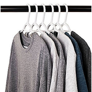 Popular Design Products 10 pc White Plastic Hangers with Built-in Grey Grip Strip Non-Slip Pads - Perfect for Dresses, Blouses and Pants - Work Great for Shirts, Ties, Scarves and Sweaters