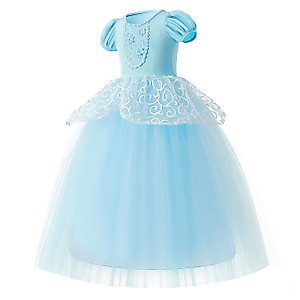 LAUPHIE Princess Costume Cinderella Dresses for Girls Blue Dress Up Clothes Accessories for Toddler Girls Fancy Dress Birthday Party (110 3-4 Years)