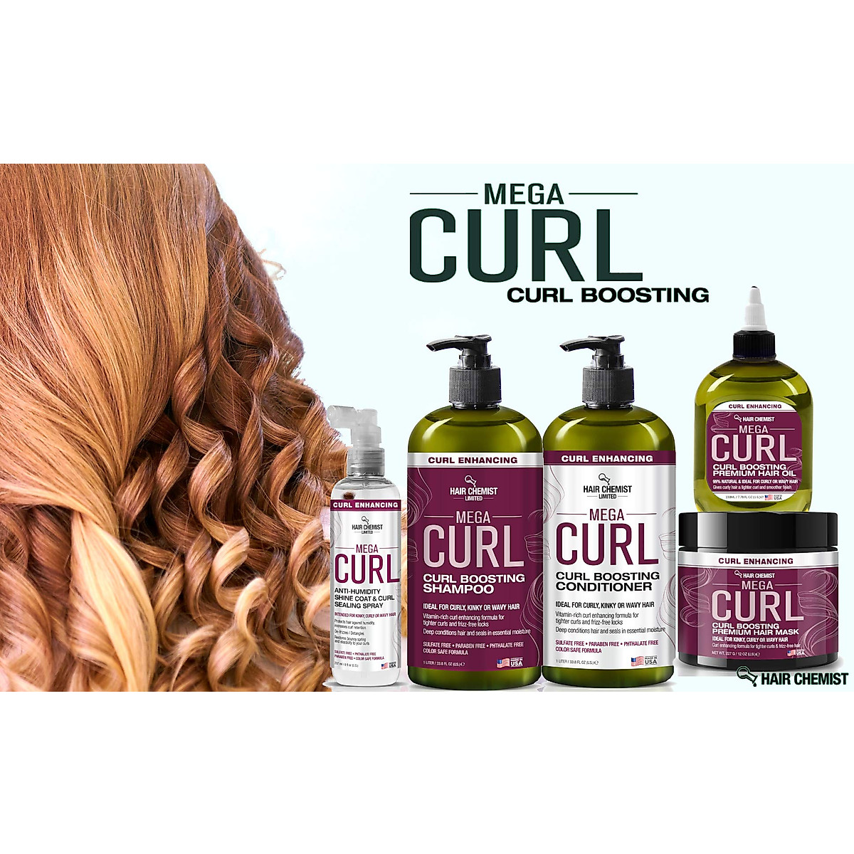 Hair Chemist Mega Curl Boosting Anti-Humidity Shine Coat & Curl Sealing Spray 8 oz.