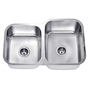 Daweier ES301816L Sink Double Bowls with Small Bowl on Left, 18 Gauge