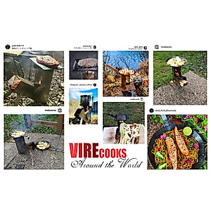 VIRE Folding rocket stove for cooking portable rocket stove, Outdoor hiking Survival or Emergency Gear camping rocket stove collapsible rocket stove Patent proven (classic)