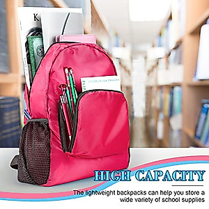 24 Pieces Backpack 17 Inch Backpacks 5 Assorted Colors Foldable Lightweight Bookbags Student Outdoor Travel School Book Bag with Storage Bag