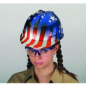 MSA 10052945 Freedom Series V-Gard Cap Style Safety Hard Hat with Fas-Track III Ratchet Suspension | Polyethylene Shell, Self Adjusting Crown Straps - Standard Size in Stars & Stripes