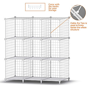 HOMIDEC Wire Cube Storage, Storage Shelves 9 Cube Bookshelf Bookcase Closet Organizer and Storage, Wire Storage Shelves Multi-Use DIY Storage Cube Shelf for Books, Toys, Clothes, Tools