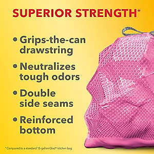 Glad ForceFlexPlus Tall Kitchen Drawstring Trash Bags, 13 Gallon Trash Bag, Febreze Cherry Blossom, 34 Count