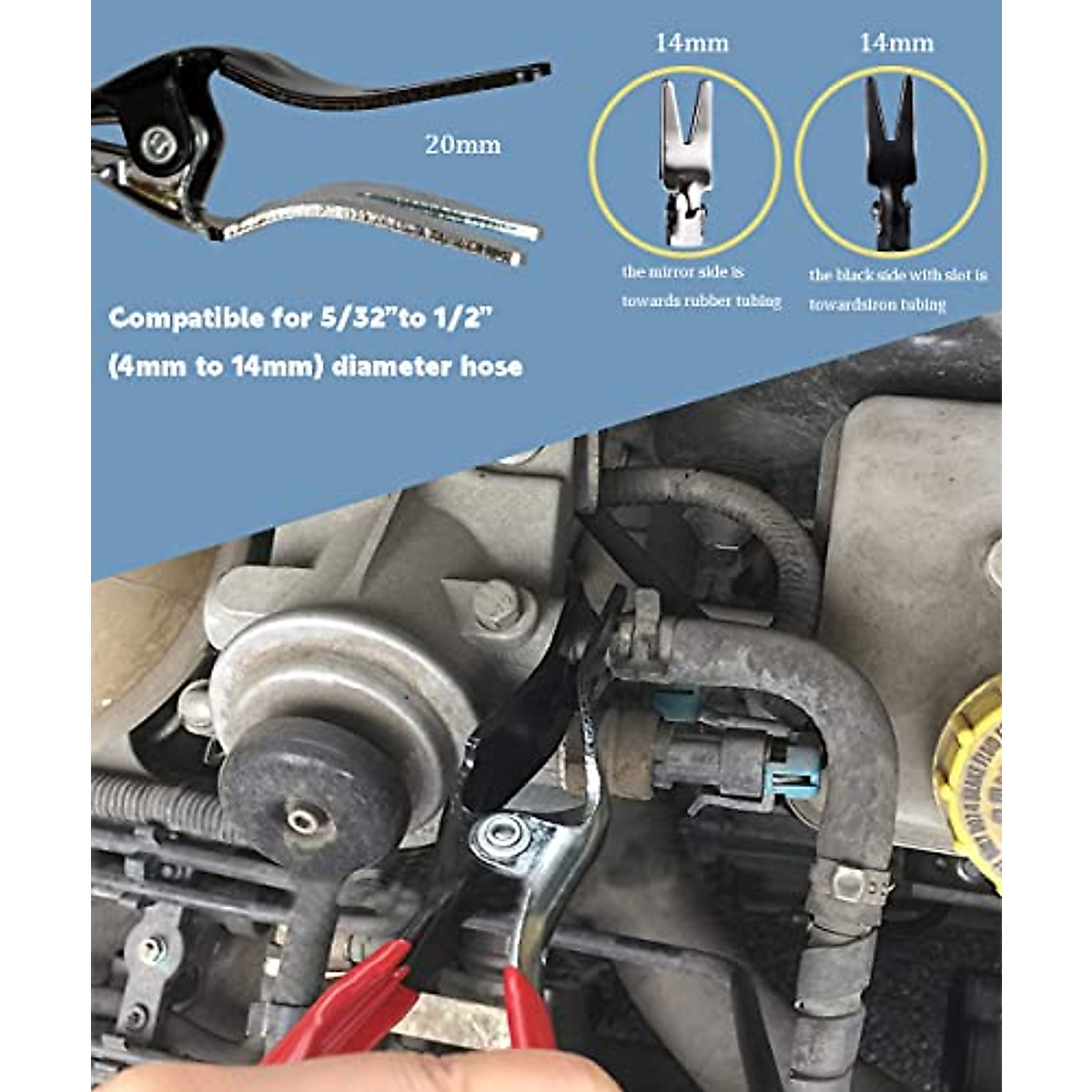 4pcs Hose Clamp Pliers Set,Fuel Line Pliers Set with Case,Hose Removal Plier,Fuel Filter Caliper,Hose Pipe Clamp Plier,Hose Grip Pliers for Automotive Coolant Fuel Oil Water Pipe Repair Tools