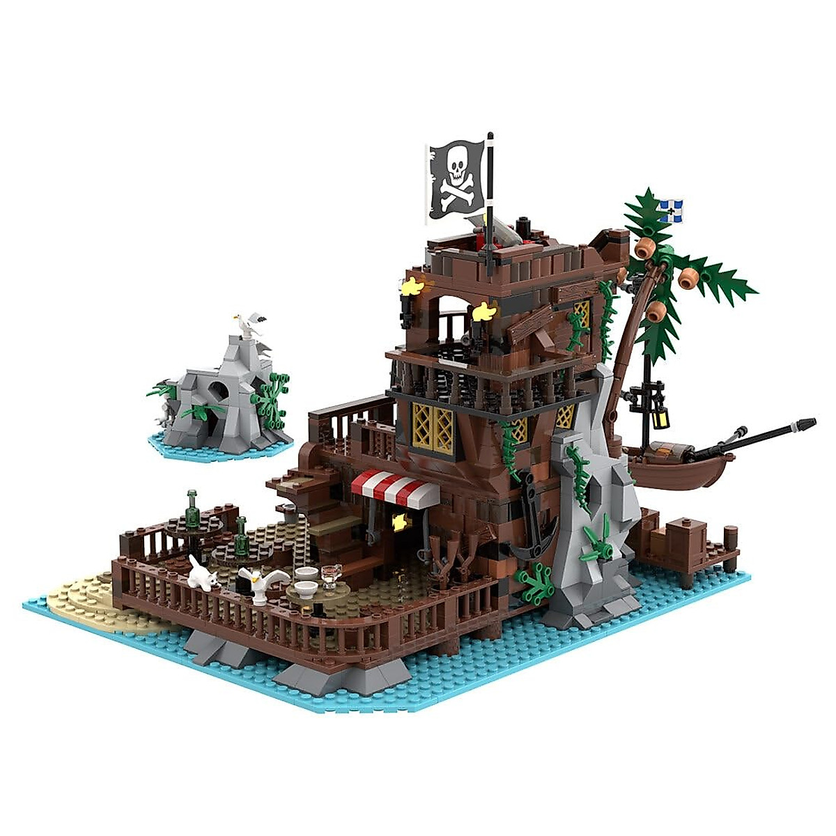 MAYD Medieval Island Building Sets, 1033Pcs Medieval Pirate Island Modular Pirate Series House Buildings, Architecture Toys Gifts Room Decor for Adults Teens