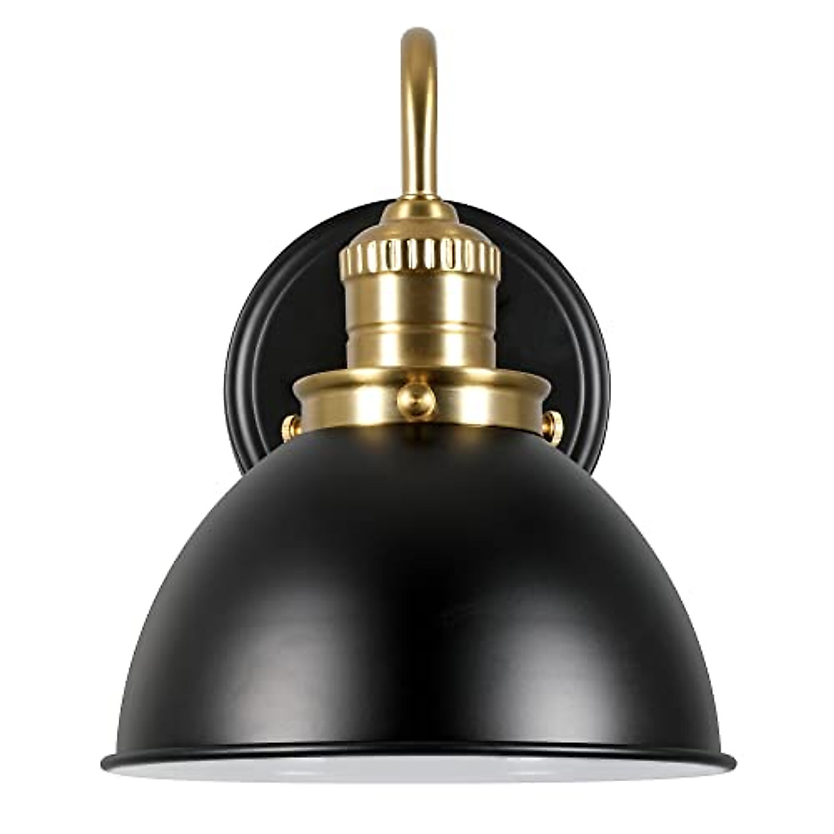 Design House 588293-BGD Savannah Farmhouse 1-Light Indoor Dimmable Wall Light Matte Black Metal Shade for Hallway Foyer Kitchen, Matte Black and Satin Gold