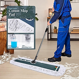 42" Dust Mops for Floor Cleaning,Industrial Dust Mop with 2 Mop Pads,Microfiber Wet Dry Mop,Commercial Dust Mop for Hardwood Floors,Tiles,Marble Floors