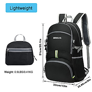 WEREWOLVES 35L Ultralight Hiking Backpack, Lightweight Foldable Water Resistant Outdoor Sports Travel Daypack for Women Men (black, 35L)