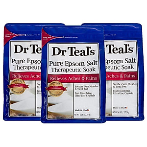 Dr. Teal's Therapeutic Soak Gift Set (3 Pack, 6lbs Ea.) - Unscented Soaking Solution Blended with Pure Epsom Salt - Ease Aches & Pains, Speed-Up Recovery Time - at Home Pain Remedy