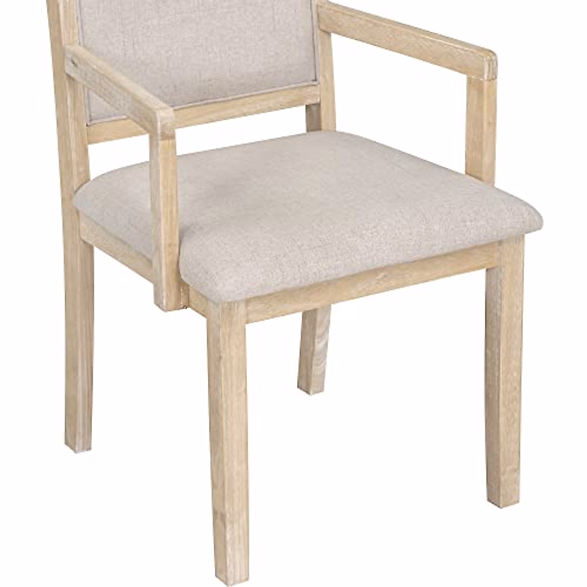 WOZNLA 5-Piece Dining Table Set - Round to Oval Extendable Butterfly Leaf Wood Table with 4 Upholstered Dining Chairs with Armrests - Ideal for Kitchen and Family Gatherings