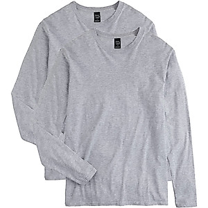 Hanes Men's Long-Sleeve Premium T-Shirt (Pack of 2), Light Steel, X-Large