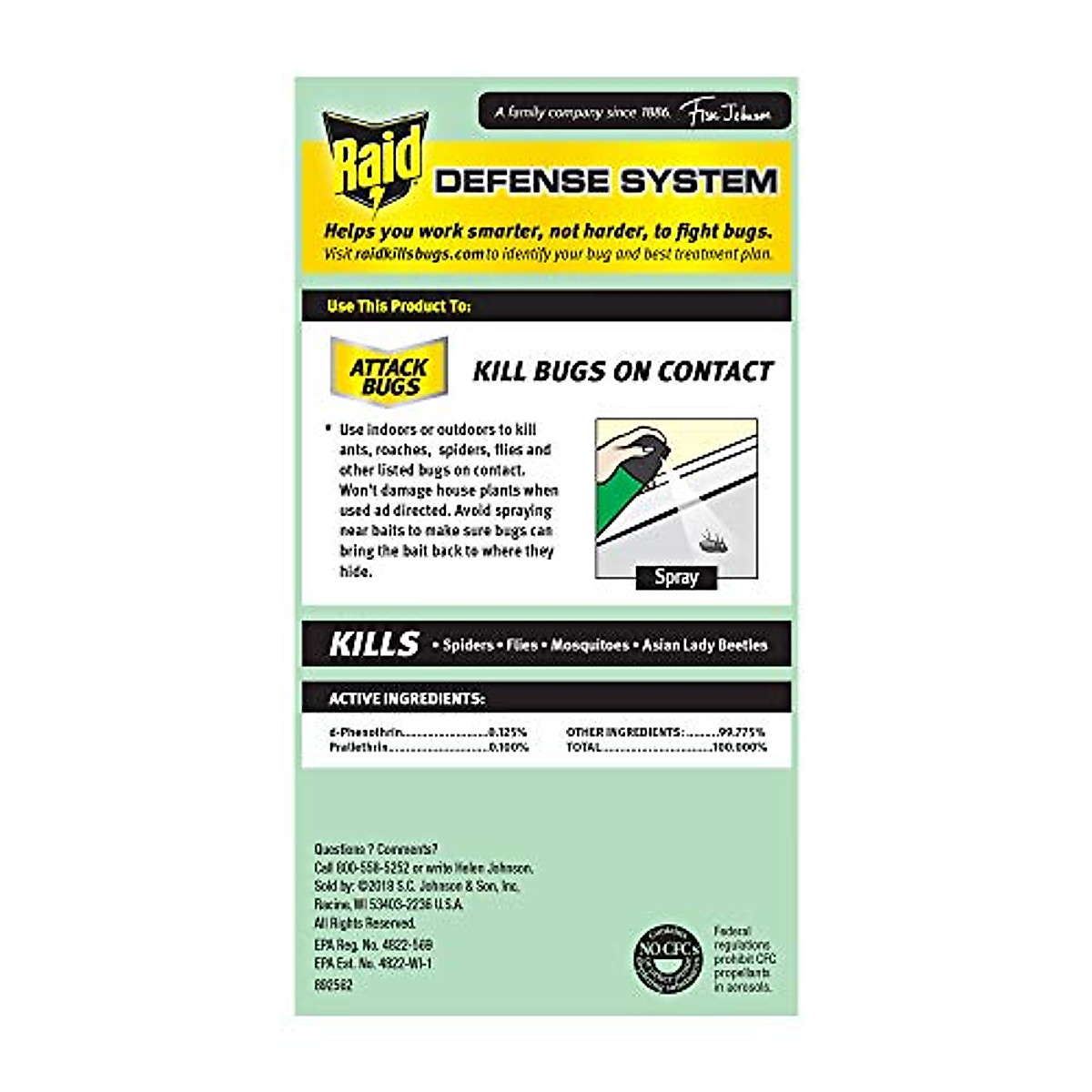 Raid House and Garden Insect Killer Spray, for Indoor & Outdoor Use, Won't Harm Plants, 11 oz