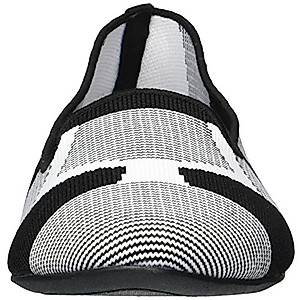 Skechers Women's Cleo-Sherlock-Engineered Knit Loafer Skimmer Ballet Flat, Black/White, 8.5 M US