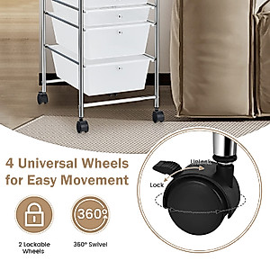 SILKYDRY 6-Drawer Rolling Storage Cart, Multipurpose Utility Drawers Cart with Wheels, Removable Drawers for Craft Scrapbook Tool Paper, Art Organizers and Storage for Home Office School (Clear)