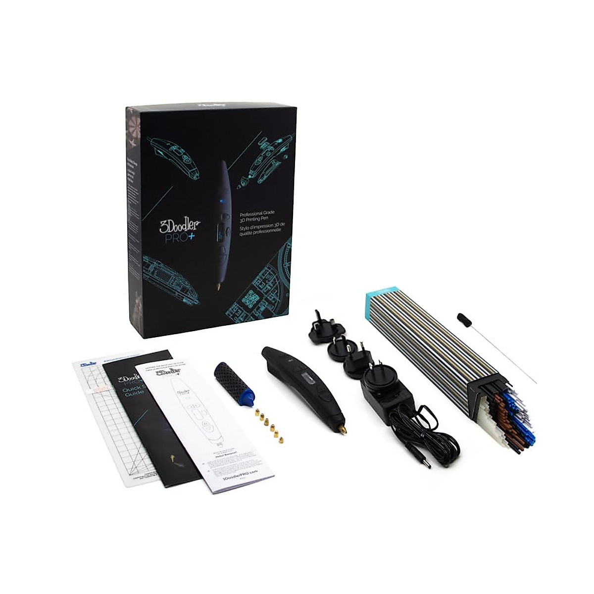 3Doodler PRO+ 3D Printing Pen (2023), Design Tool for Creative Professionals, 3D Pen Set for Adults - Includes Speciality Plastic Materials + Interchangable Nozzle Set and More