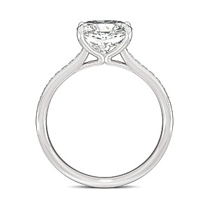 14K White Gold Moissanite by Charles & Colvard 8mm Cushion Engagement Ring-size 6.5 2.58cttw DEW