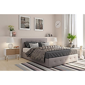 DHP Rose Upholstered Platform Bed with Underbed Storage Drawers and Button Tufted Headboard and Footboard, No Box Spring Needed, Queen, Gray Linen
