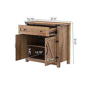 Penifun Farmhouse Buffet Double Barn Door, Industrial Sideboard Wood Coffee, Kitchen Pantry Storage, Accent Chest, Liquor Cabinet for Bar Hallway, Cupboard Console Table, Large, Light Brown