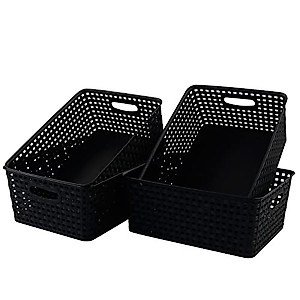 Joyeen Plastic Weave Baskets, Cupboard Storage Bins, 4 Pack