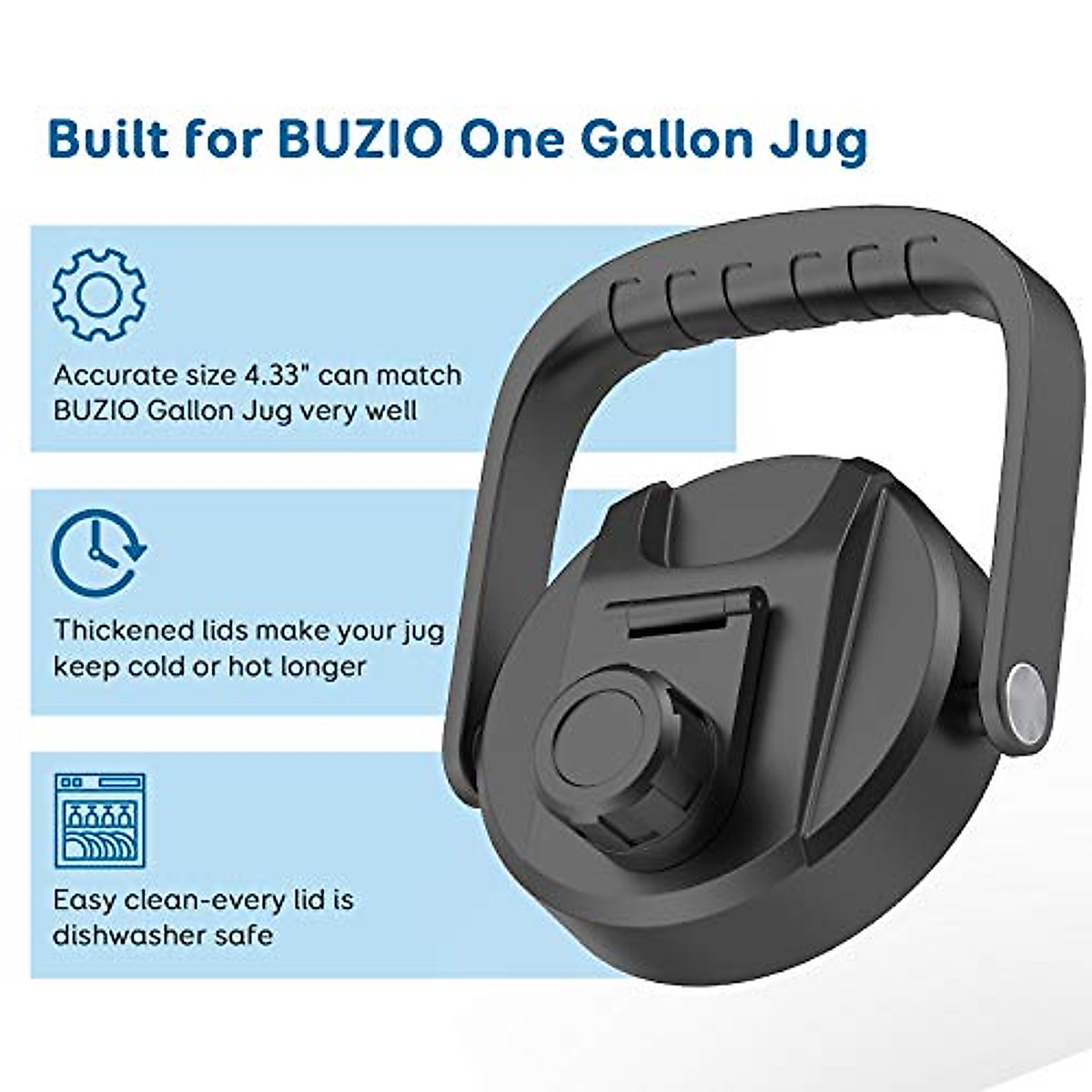 Spout Lid for BUZIO 128oz/84oz Stainless Steel Gallon Jug Only, Replacement Twist Lid of 4.33” Diameter For BUZIO Insulated Gallon Jug with Big Wide Handle, Easy to Carry, Leak- Proof BPA-Free