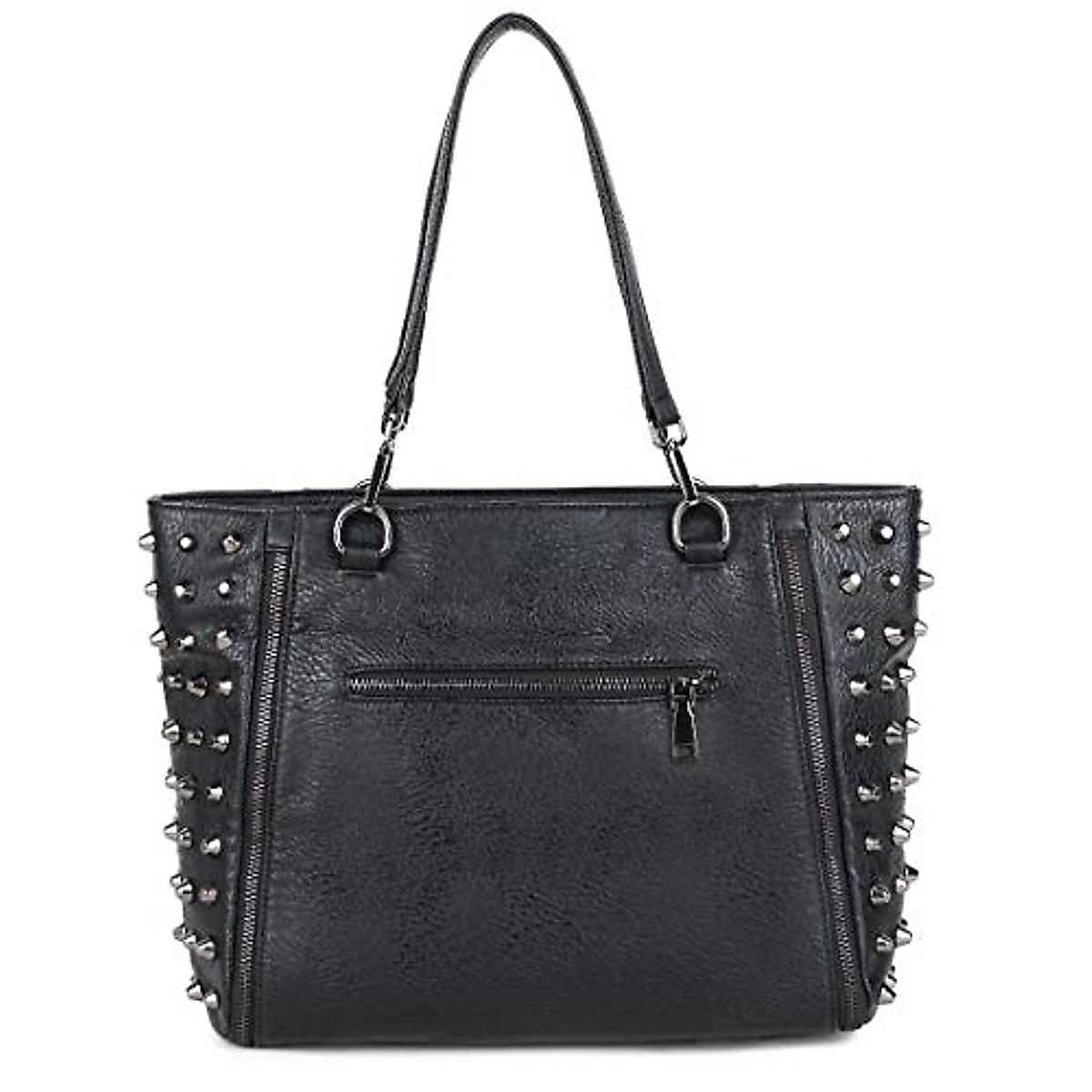 FiveloveTwo Skull Handbag Purse for Women Gothic Top-handle Shoulder Bag PU Leather Tote Satchel Black