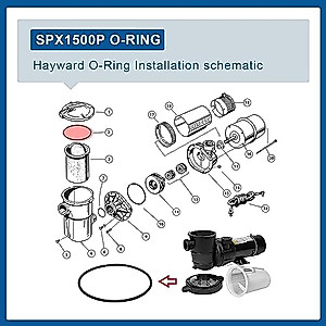 onlineseal Replacement SPX1500P Pool Pump Lid Strainer O-Ring Suitable for Hayward Power-flo 1500 Series, LX, 1700 Series（4/Pack）