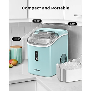 Nugget Ice Maker Countertop - Silonn Pebble Ice Maker Machine with Self-Cleaning Function, 33lbs/24H, Ice Makers for Home/Kitchen/Office, Green