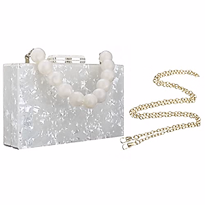 Simcat Silver Acrylic Clutch Purse for Women Marbling Evening Box Clutch Chain Shoulder Crossbody Handbags