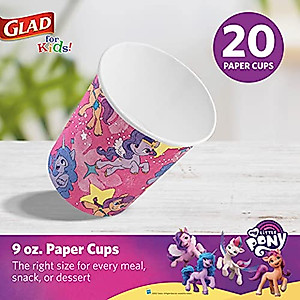 Glad for Kids My Little Pony Paper Cups | My Little Pony Super Stars Kids Drinking Cups | My Little Pony Unicorn Paper Cups for Everyday Use, 9 oz Paper Cups 20 Ct