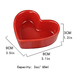 FUYU Colorful Heart Shaped Ceramic Ramekin Bowls Souffle Dishes Pudding Cups Snack Dishes Dipping Bowls