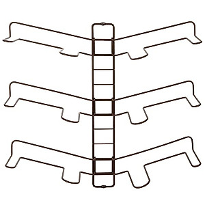 mDesign Modern Metal Shoe Organizer Display & Storage Shelf Rack - Adjustable Shelves Hang & Store Kicks, Running, Basketball, Trainers, Tennis Shoes - 3 Tier, Wall Mount - Holds 6 Shoes - Bronze