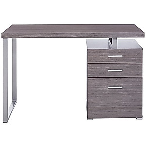 Monarch Specialties Left or Right Facing 47-Inch Modern Home Office Computer Study Writing Desk with Filing Drawer, 48"L, Grey & Silver