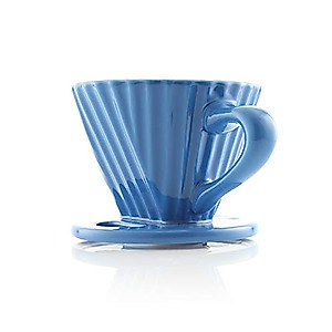 Chantal "Lotus" ceramic pour over coffee dripper, 8 Ounces, Blue Cove