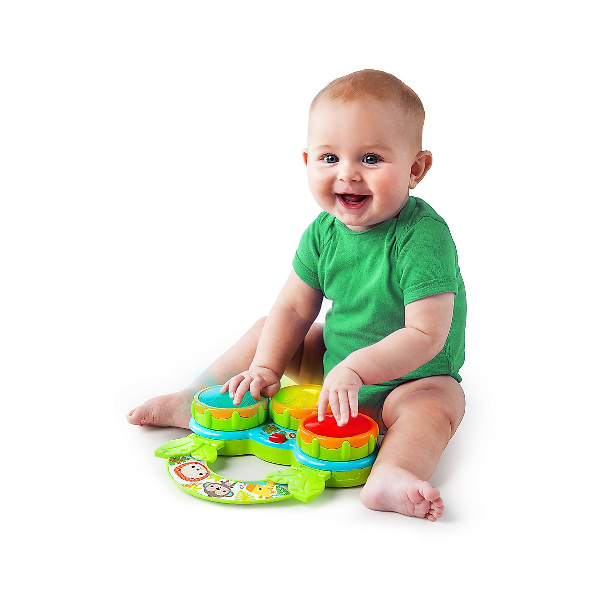 Bright Starts Safari Beats Musical Drum Toy with Lights, Ages 3 Months +, Multi (Pack of 2)