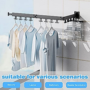 plainshe Wall Mounted Clothes Drying Rack,Laundry Drying Rack Wall Space Saver Clothes Rack,Retractable,Collapsible(Tri-Fold), for Balcony,Laundry,Bathroom