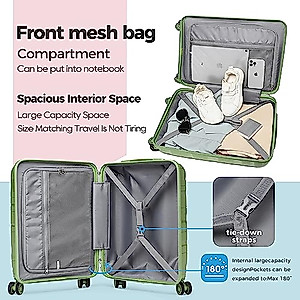 Melalenia Luggage Carry On Suitcase Sets, Expandable PP Hard Shell Suitcase with Spinner Wheels,Travel Luggage with TSA Locks 22x14x9 Airline Approved