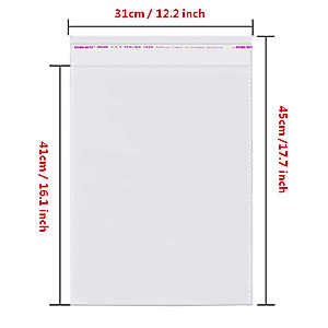 Borningfire 100 Pcs 12"x16" Clear Cellophane Bags Resealable Self Adhesive Sealing Plastic Apparel Bags for Packaging Clothing, T-Shirt, Brochure, Prints, Handicraft Scrapbook Papers Gifts