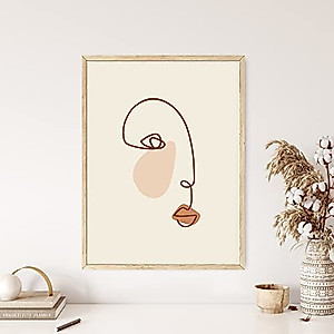 HAUS AND HUES Female Figure Wall Art Line Drawing - Single Line Drawing Wall Art | Woman Art Print Line Art Wall Decor Minimalist Wall Decor | 12" x 16" UNFRAMED (Silhouette Lipstick)