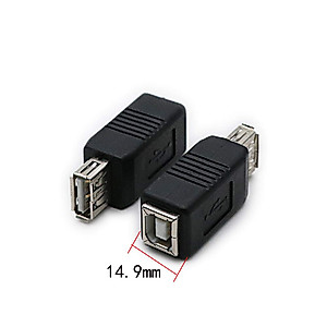 rgzhihuifz 2 Pack USB 2.0 AF/BF Plug Type A Female to Type B Female Adapter Connector Converter Compatible with Laptop Computer Hard Drive Printer Camera